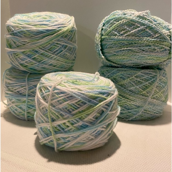 Other | Bundle Of Yarn 2 Rolls Are Crimped Mint Green Baby Blue White ...